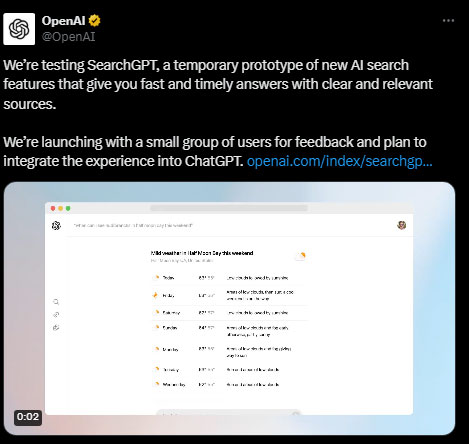 OpenAI unveils SearchGPT, posing a direct challenge to Google